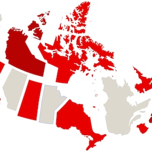 Canada Map Red & White - Flag Clip Art - North America - Instant ...