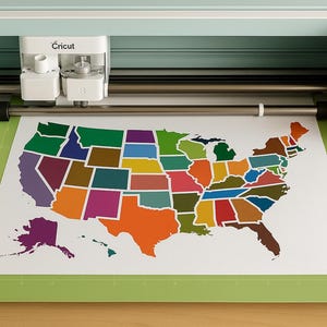 Bright Colors USA Map Clip Art - United States of America- Instant ...