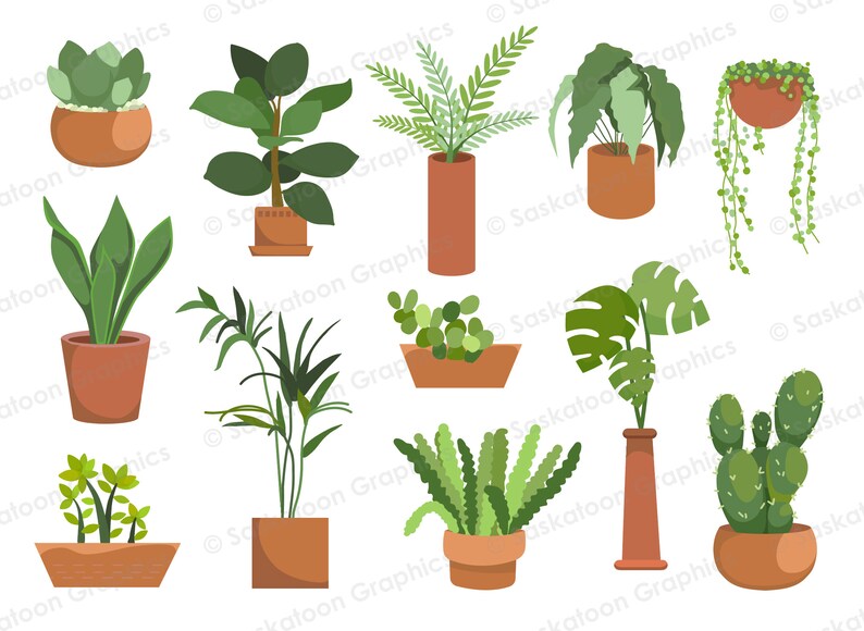 House Plants Clip Art Instant Download File Digital Graphics Product ...