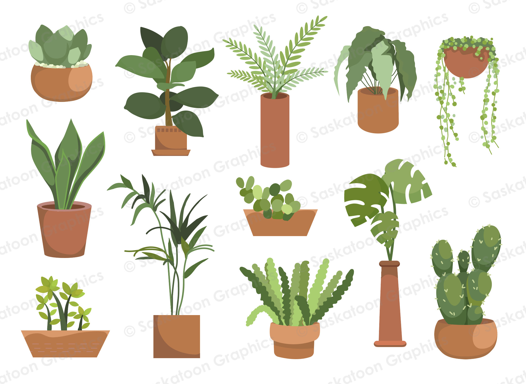 House Plants Clip Art - Instant Download File - Digital Graphics ...