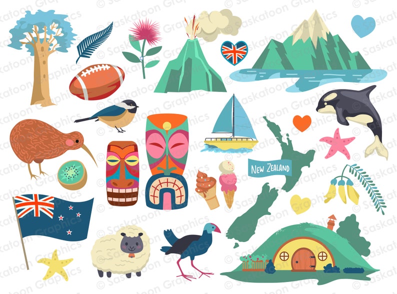 New Zealand Travel Clip Art Flag World Culture Oceania Polynesia ...