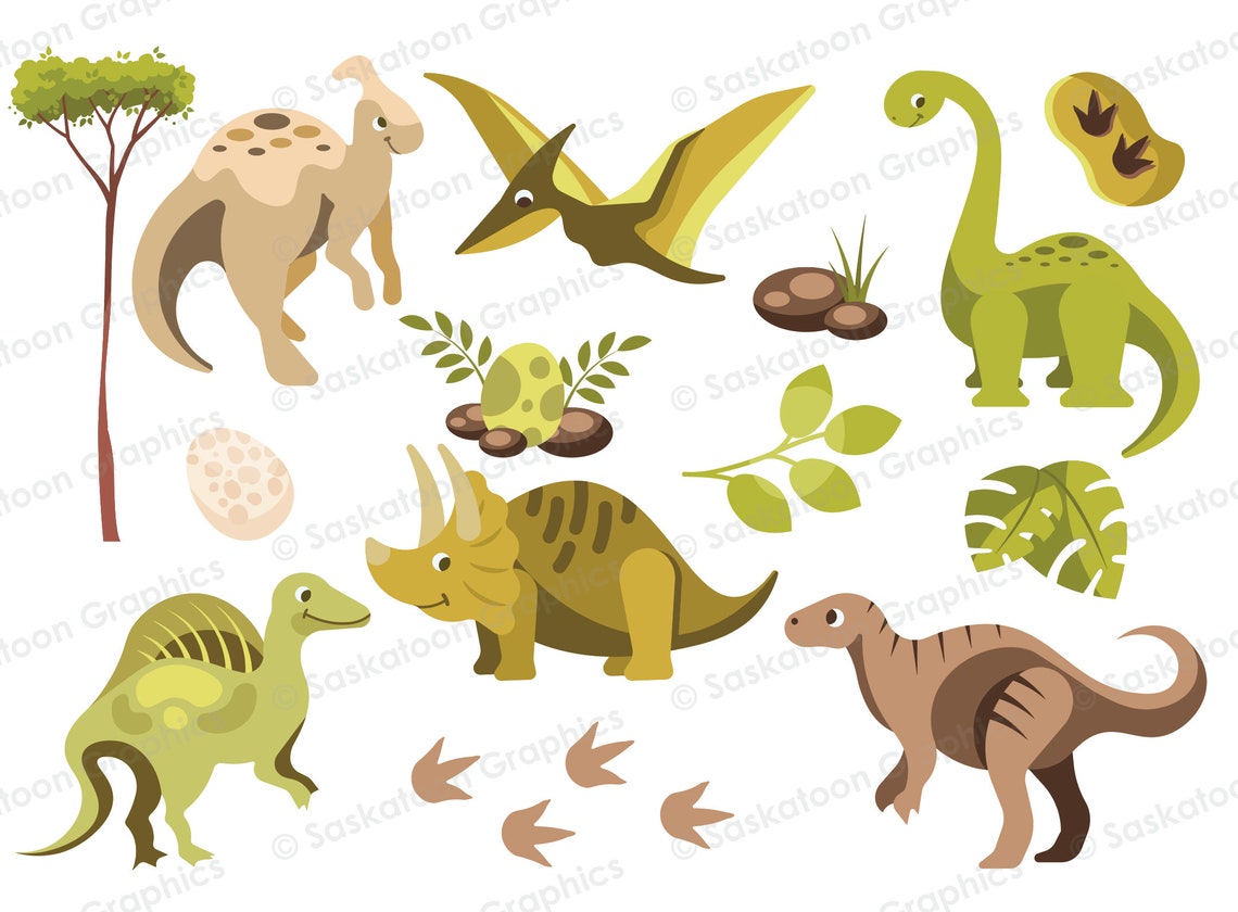 Dinosaurs Clip Art - Wild Animals - Instant Download File - Digital ...