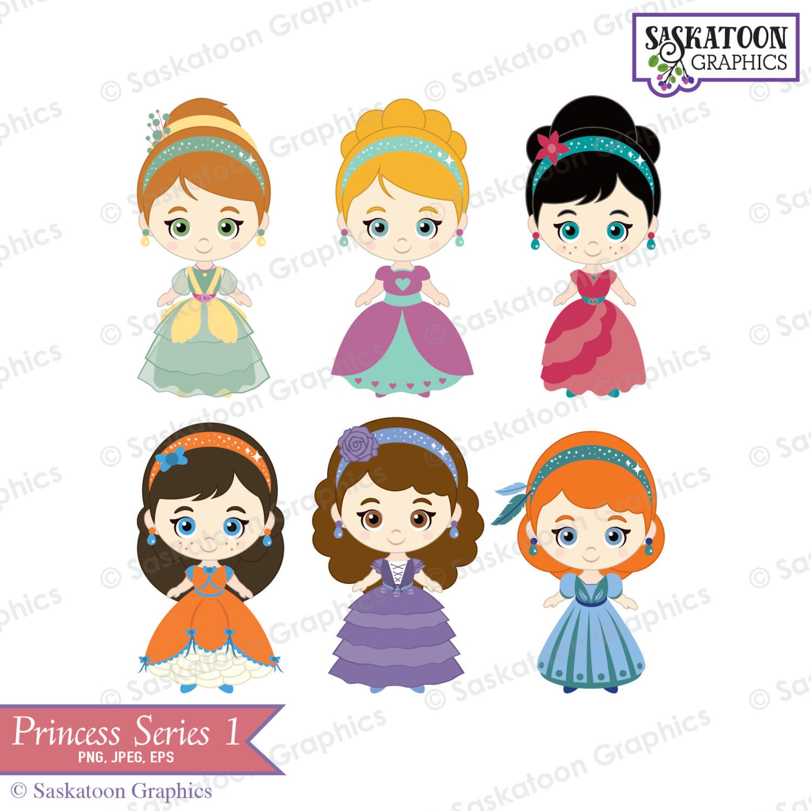 Princess Clip Art - Instant Download File - Digital Graphics - Product ...