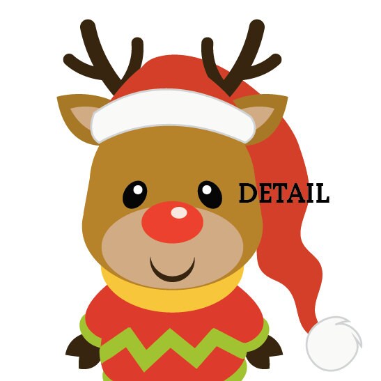 Cute Christmas Reindeer Animals Clip Art - Instant Download File ...
