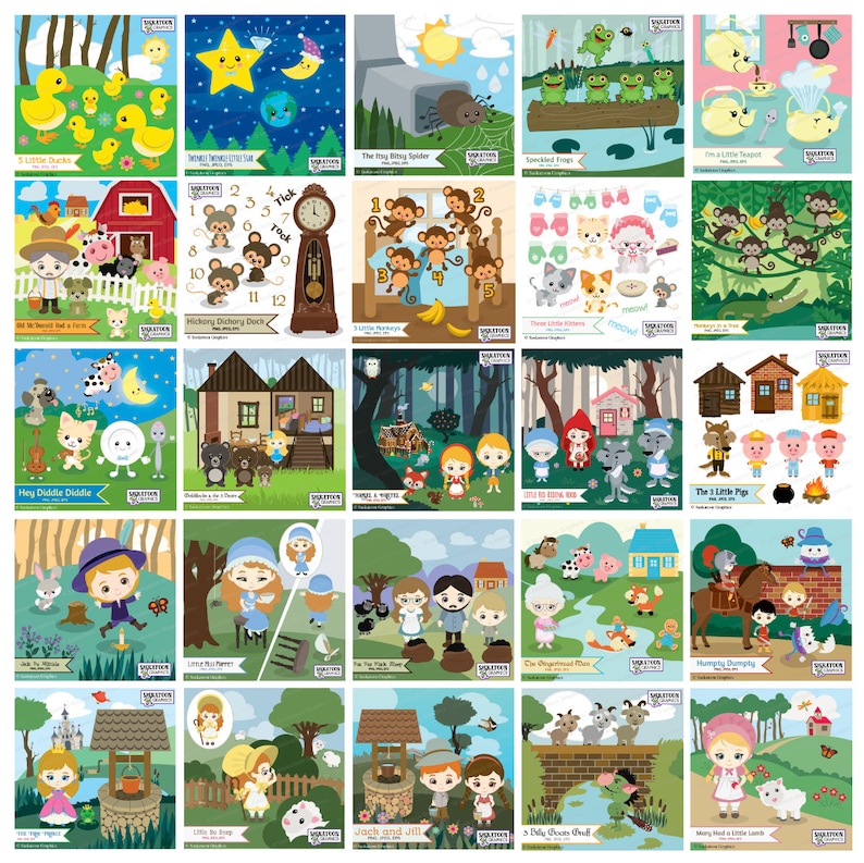 Nursery Rhymes MEGA Bundle Clip Art Set Digital Graphics Product ...