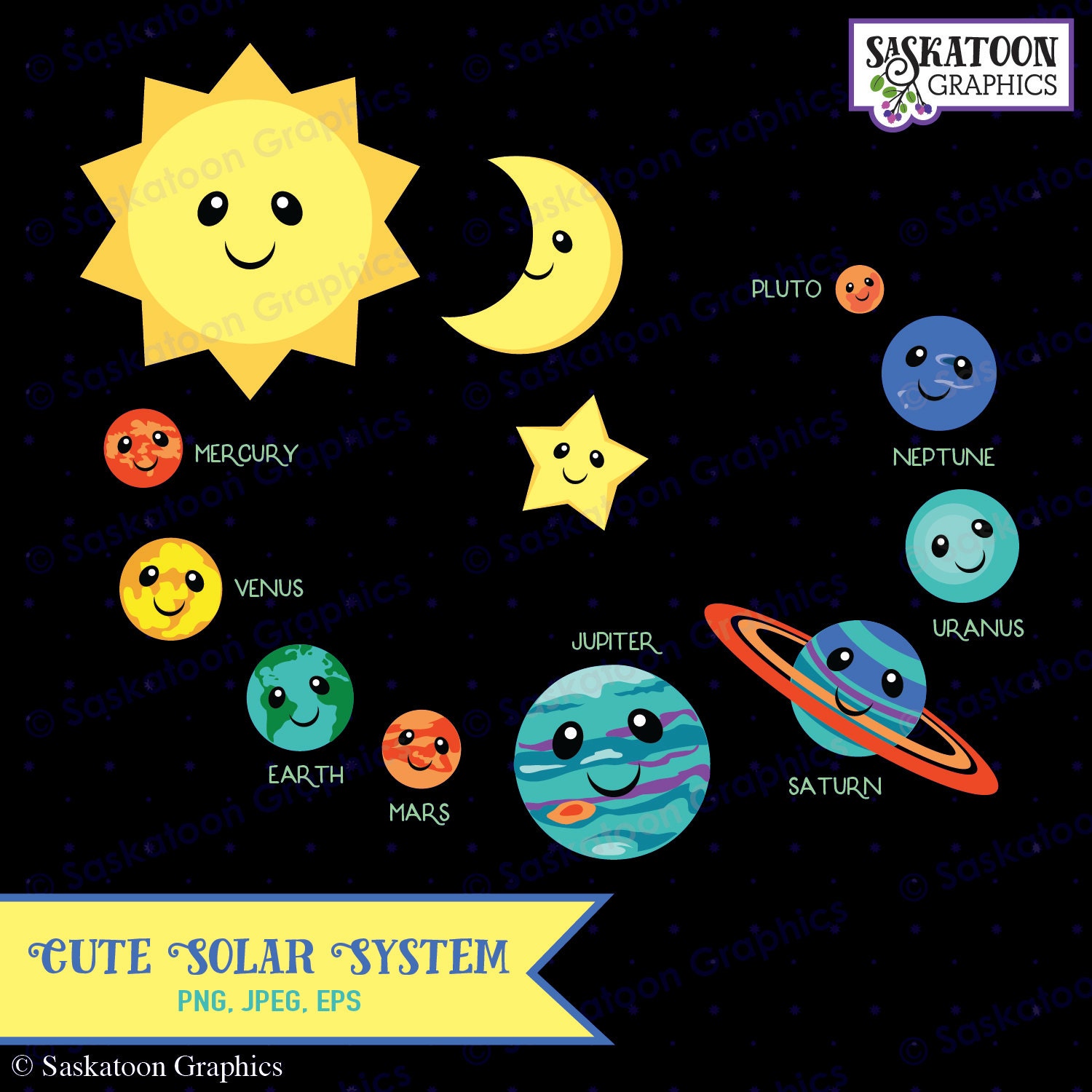 Solar System Text Graphics