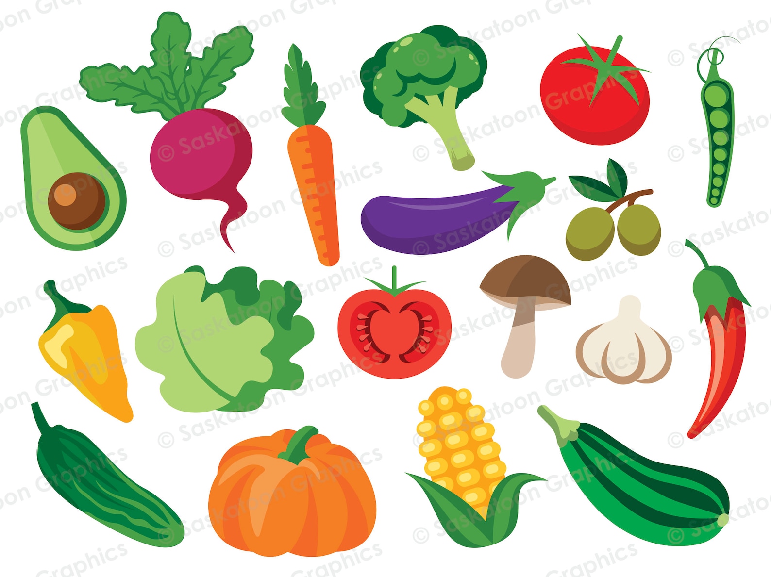 Popular Vegetables Clip Art Set - Veggies Produce - Instant Download ...