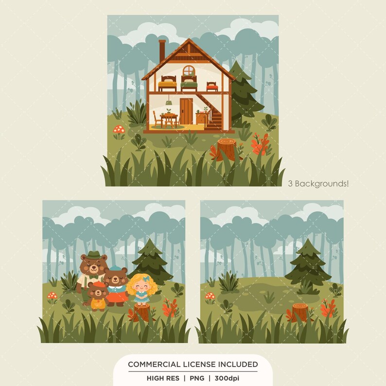 Goldilocks & the Three Bears Clipart | 45 Piece Clipart Set | Cute ...