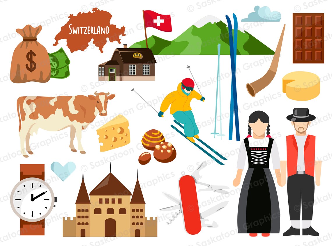 Switzerland Travel Clip Art - Flag - European Continent World - Country ...