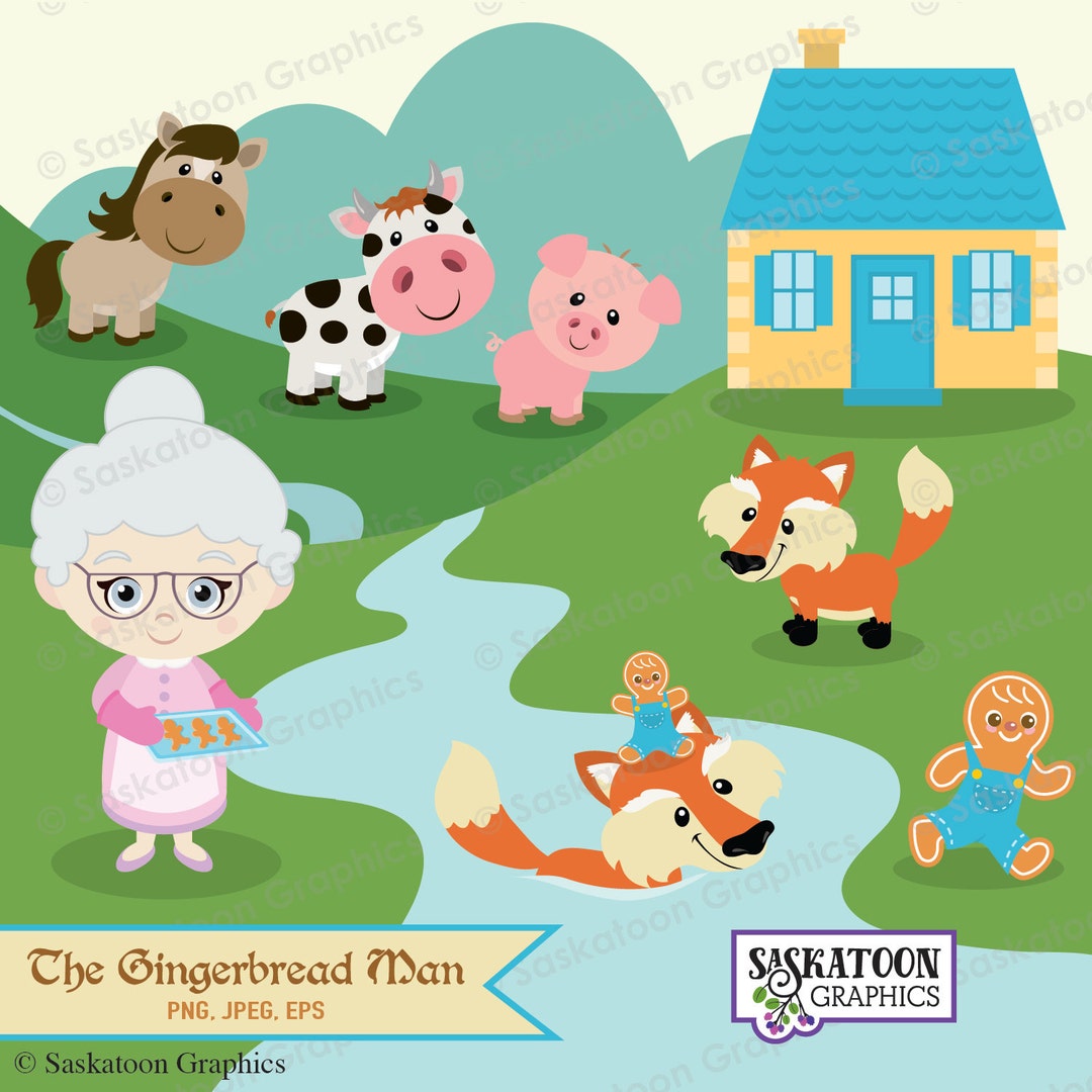 The Gingerbread Man Clip Art - Instant Download File - Digital Graphics ...