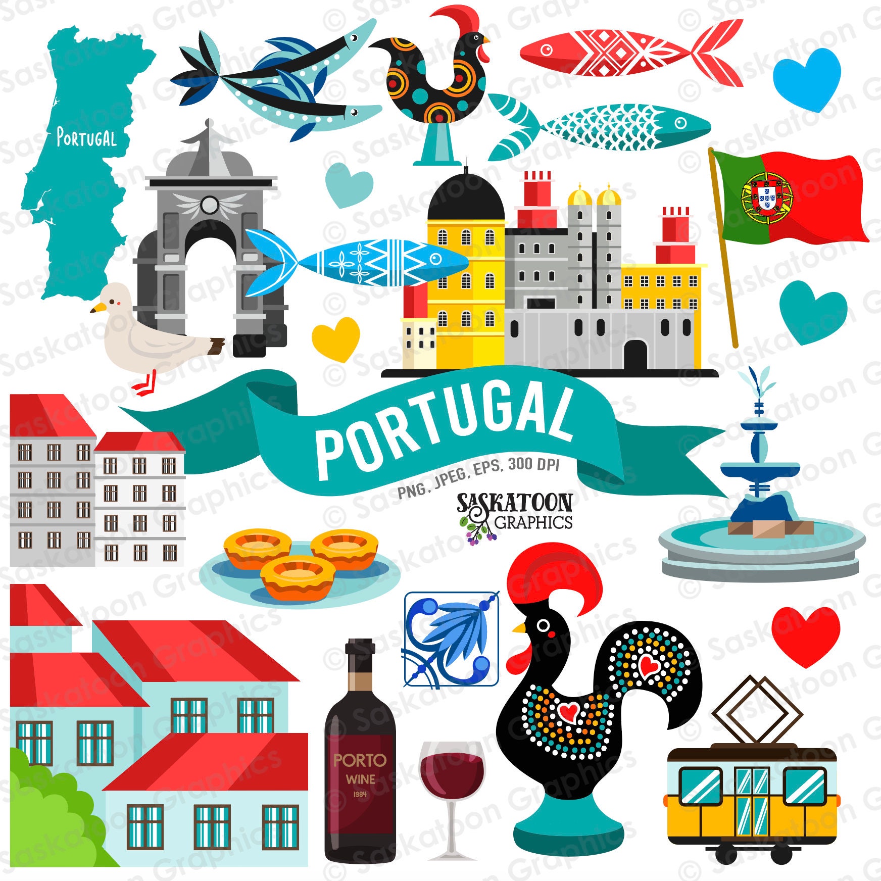 Portugal Travel Clip Art - Portuguese Flag - Continent Country World ...