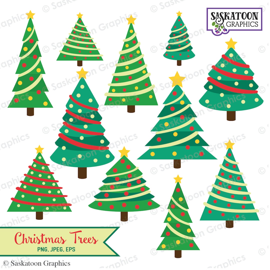 Christmas Tree Clip Art - Instant Download File - Digital Graphics ...
