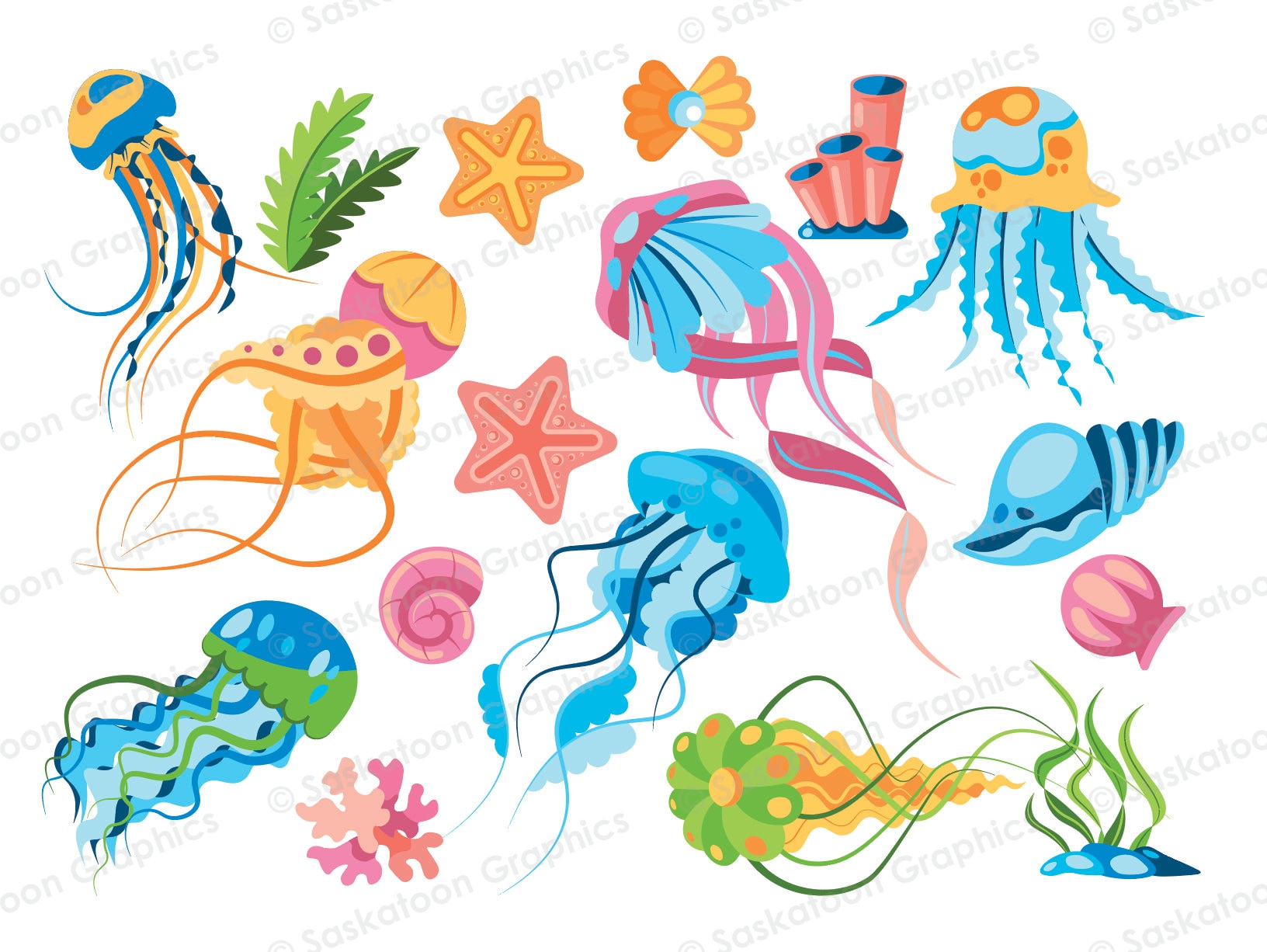 Jellyfish Ocean Clip Art Instant Download File Digital Graphics Product ...