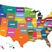 Bright Colors USA Map Clip Art - United States of America- Instant ...