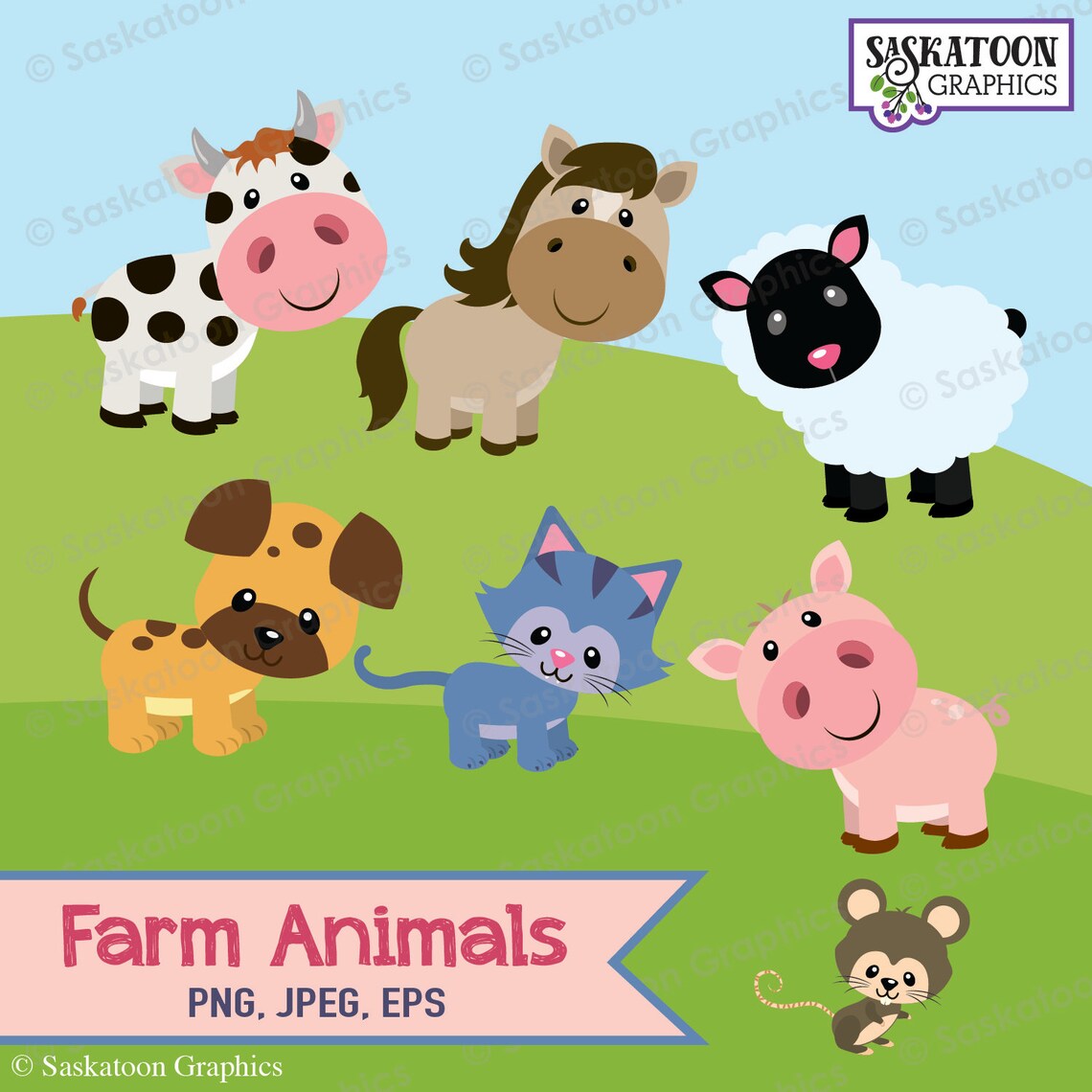 Farm Animals Clip Art - Instant Download File - Digital Graphics ...