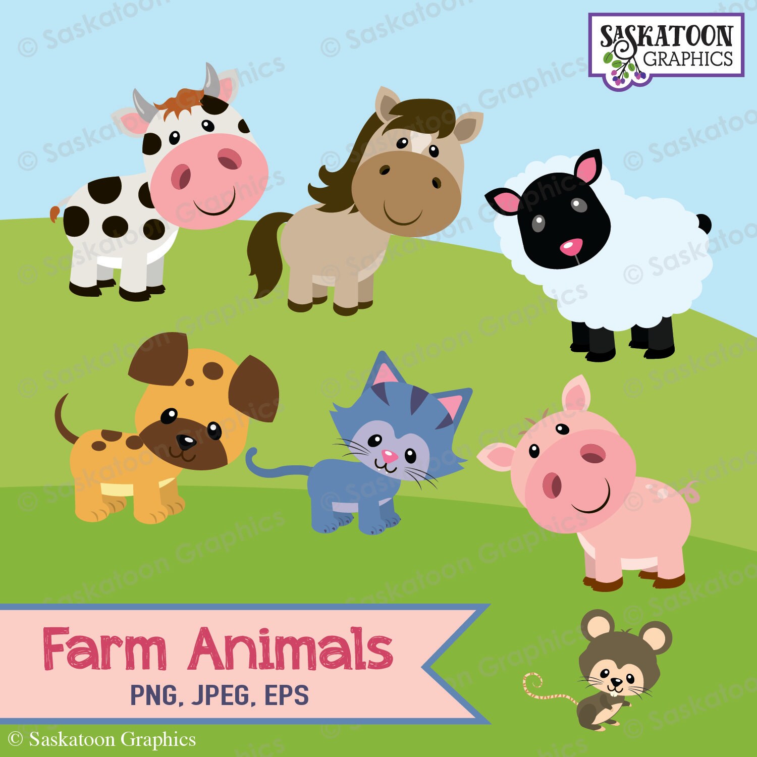 Farm Animals Clip Art - Instant Download File - Digital Graphics ...