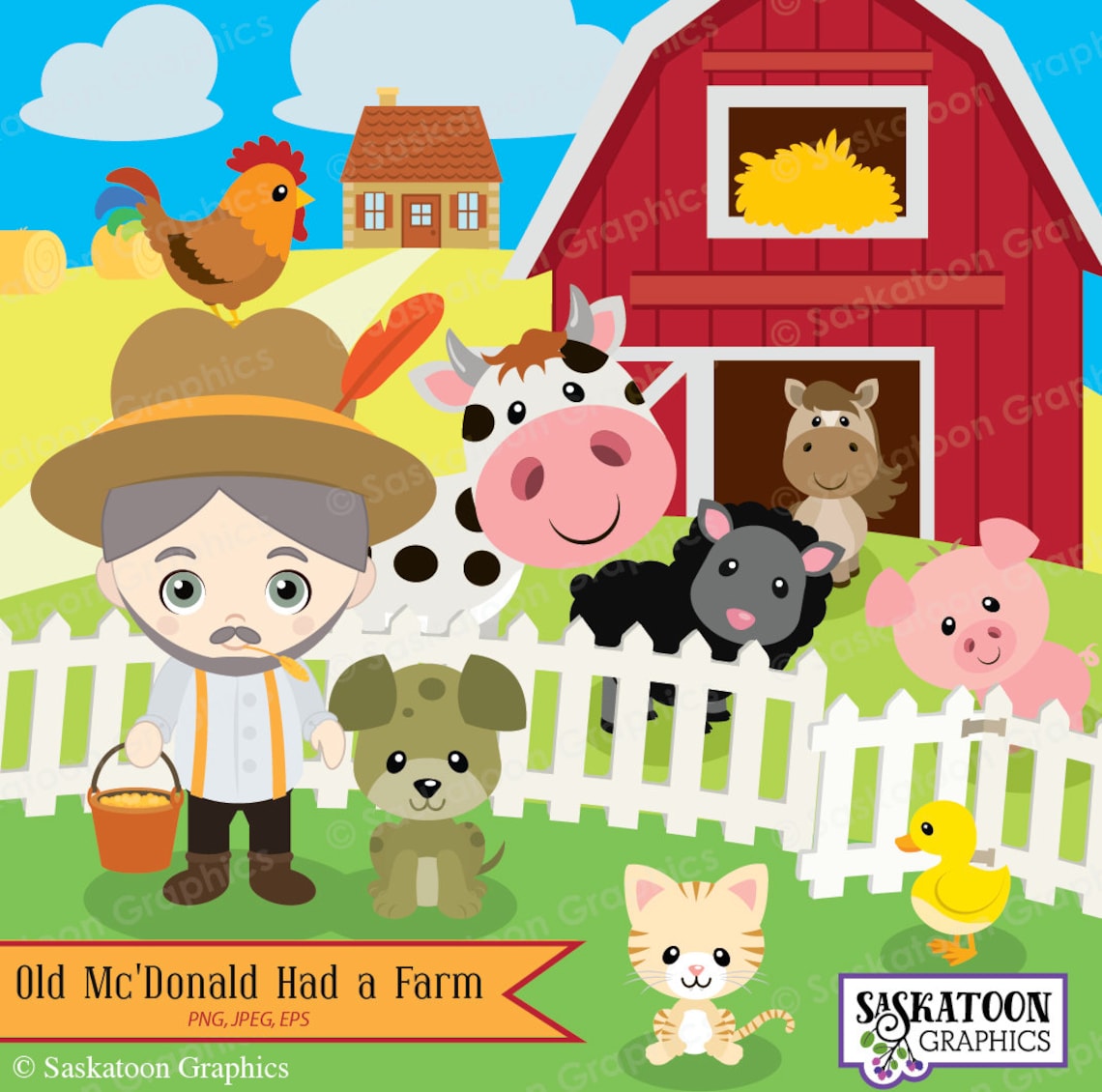 Old Mcdonald Had a Farm Clip Art - Instant Download File - Digital ...