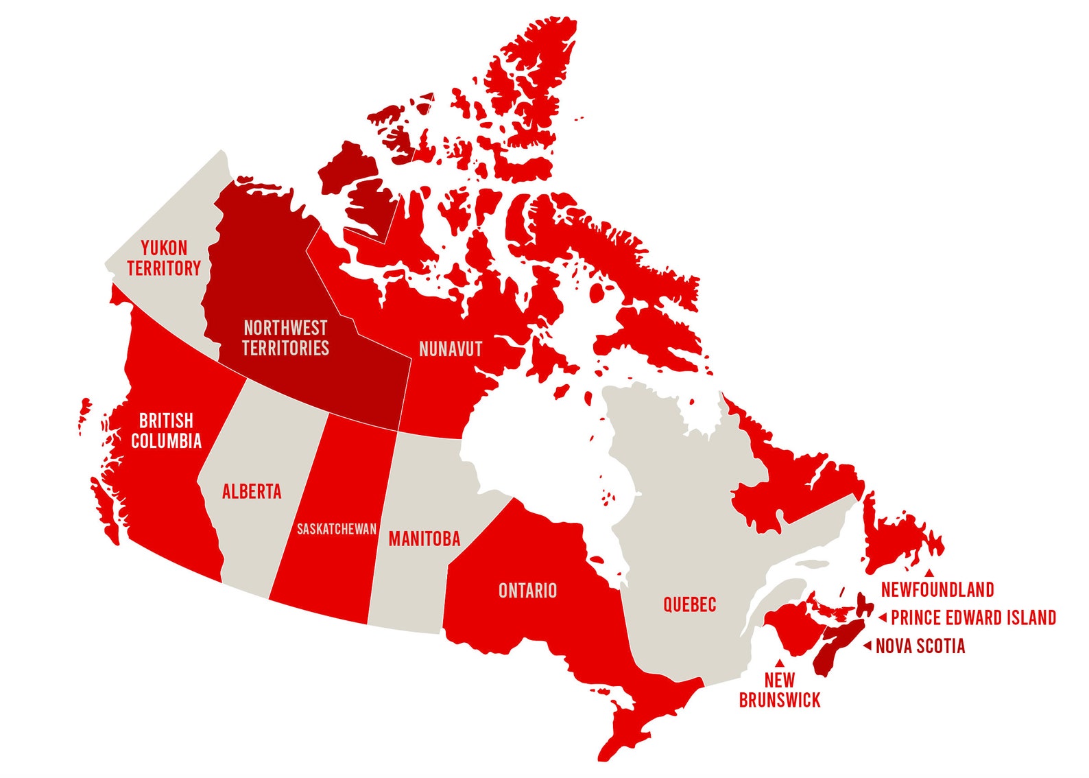Canada Map Red & White - Flag Clip Art - North America - Instant ...