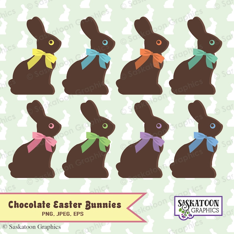 Chocolate Easter Bunnies Clip Art - Instant Download File - Digital ...