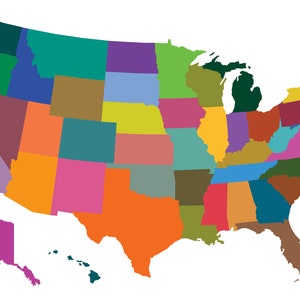 Bright Colors USA Map Clip Art United States of America Instant ...