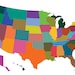 Bright Colors USA Map Clip Art - United States of America- Instant ...