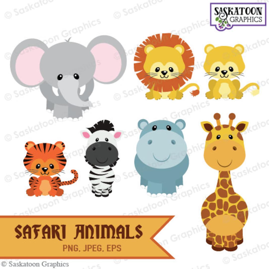 Safari Animals Clip Art - Instant Download File - Digital Graphics ...