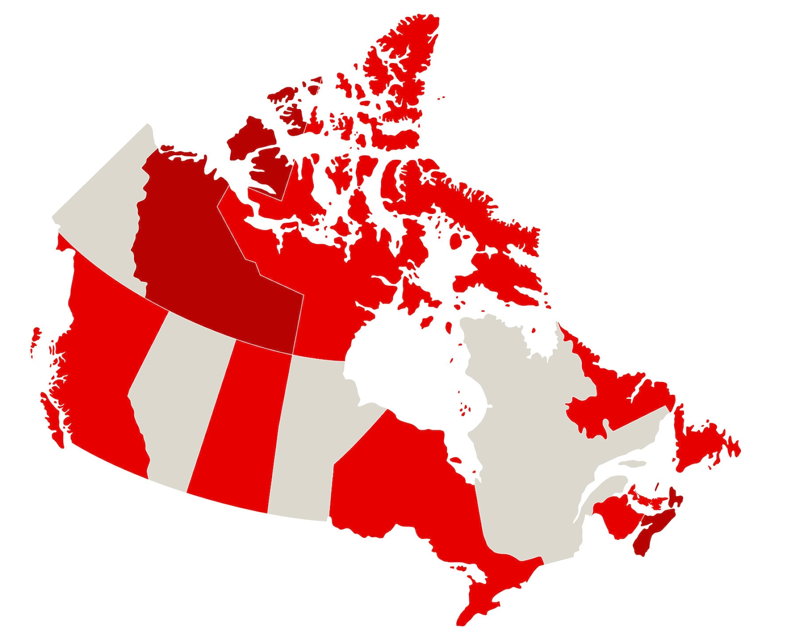 Canada Map Red & White - Flag Clip Art - North America - Instant ...