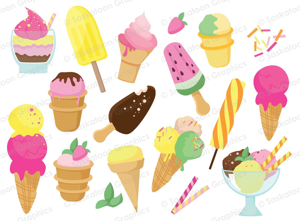 Ice Cream Treats Clip Art Set Instant Download File Digital Graphics ...