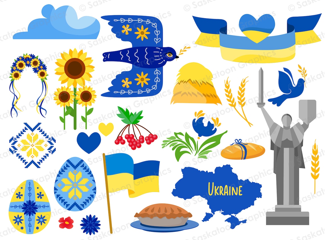 Ukraine Travel Clip Art - Ukrainian Flag - Europe Continent - Country ...