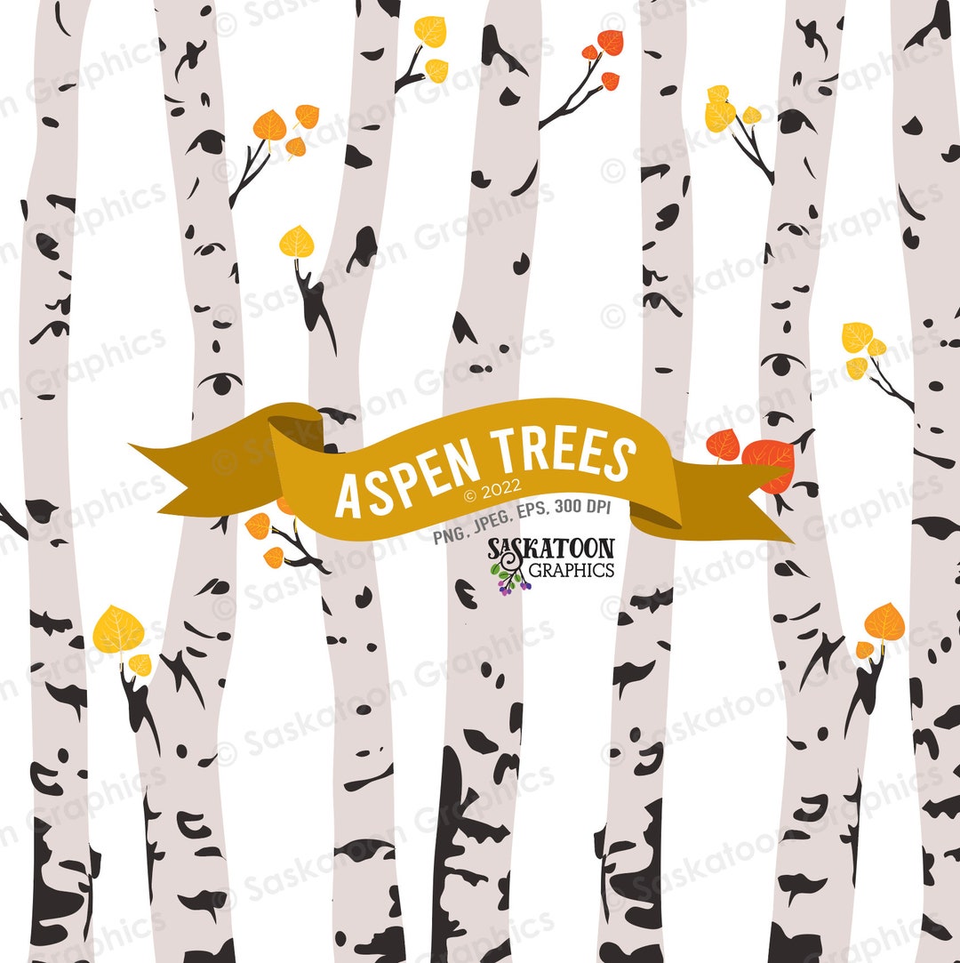 Aspen Tree Fall Leaf Clip Art - Instant Download File - Digital ...