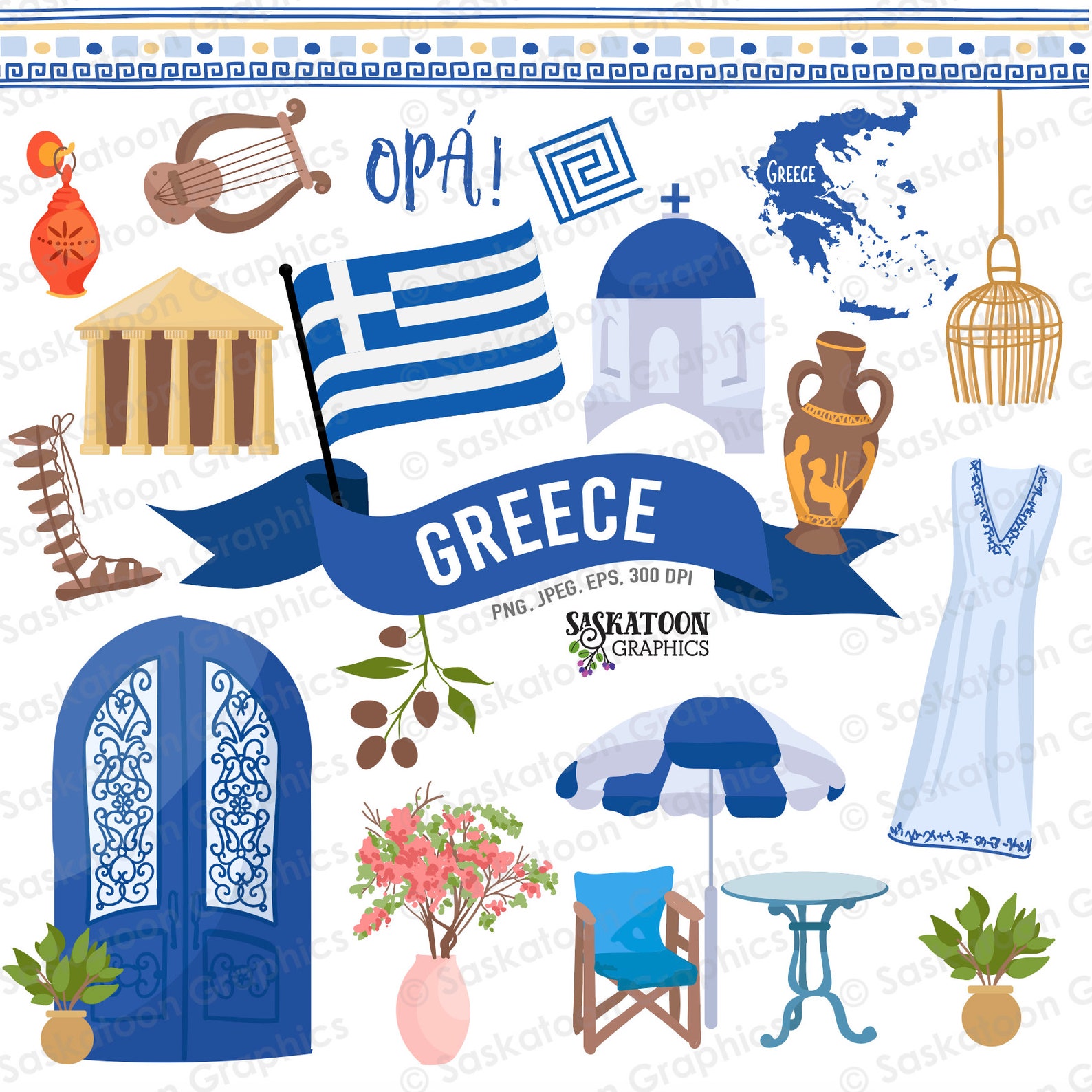 Greece Travel Clip Art - Greek Flag - Europe - Continent Country World ...