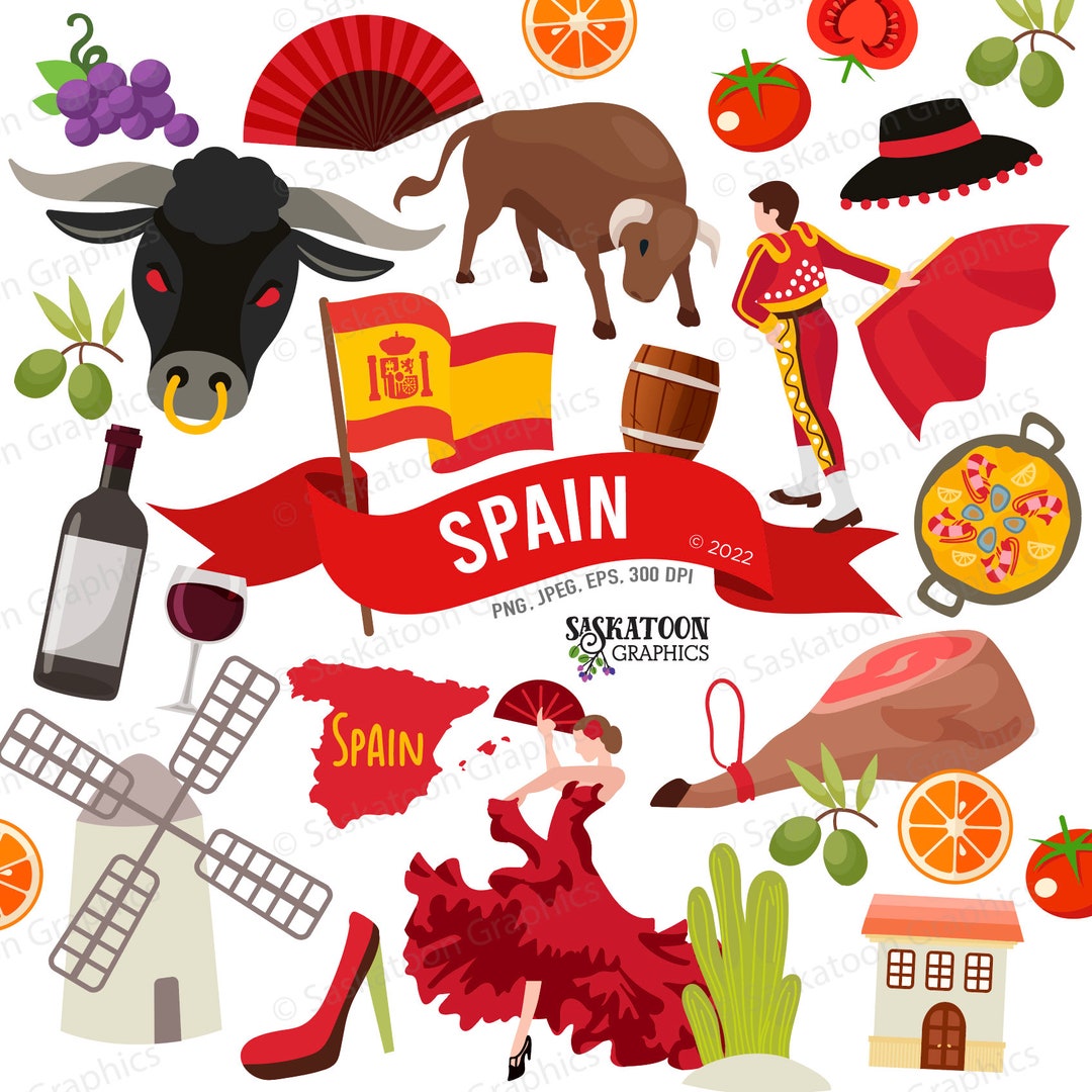 Spain Travel Clip Art - Spanish Flag - Europe Continent World - Country ...