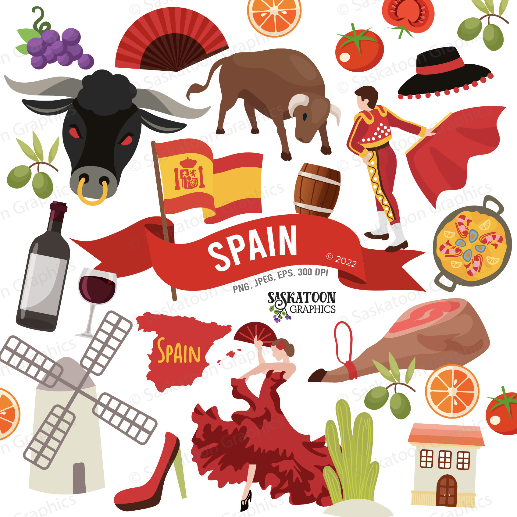 Spain Travel Clip Art - Spanish Flag - Europe Continent World - Country ...