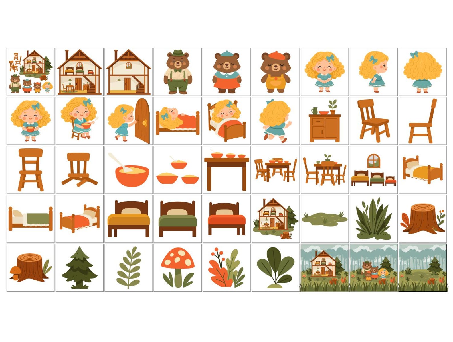 Goldilocks & the Three Bears Clipart | 45 Piece Clipart Set | Cute ...