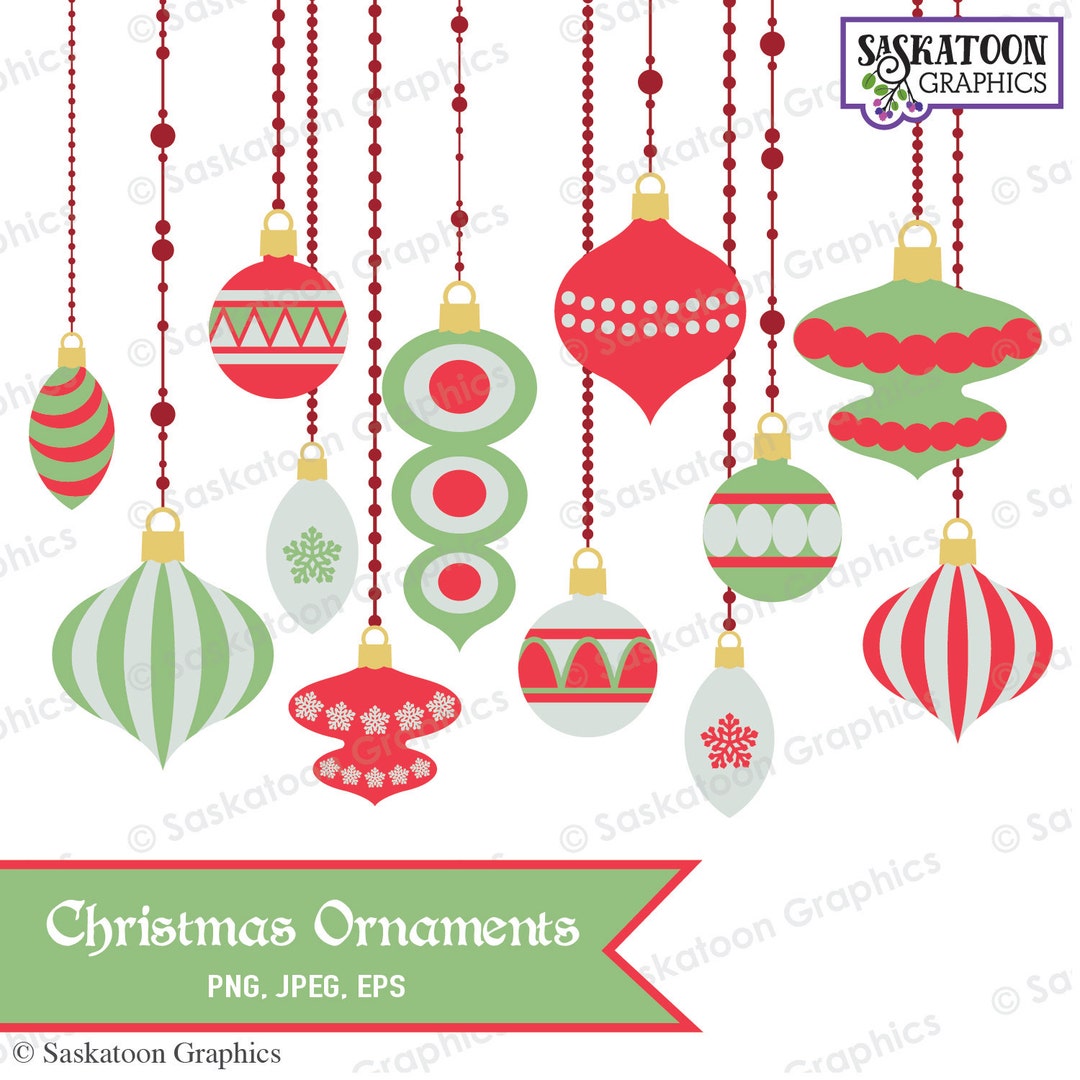 Christmas Ornaments Clip Art - Gift - Instant Download File - Digital ...