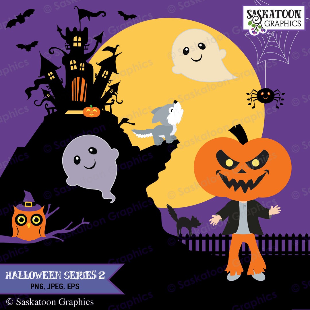 Cute Halloween Clip Art - Instant Download File - Digital Graphics ...