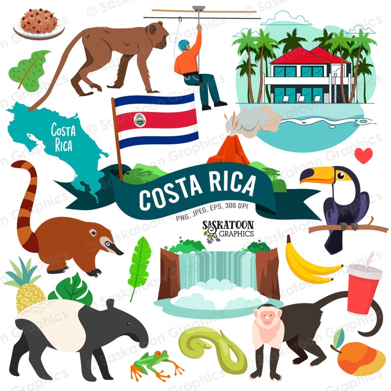 Costa Rica Travel Clip Art - Flag - Continent World - South American ...
