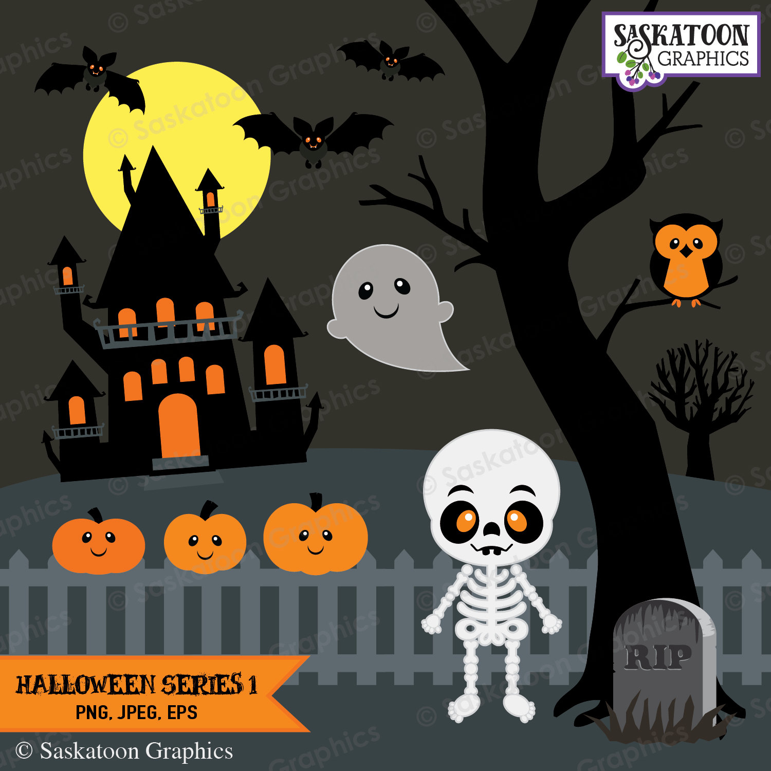 Cute Halloween Clip Art - Instant Download File - Digital Graphics ...