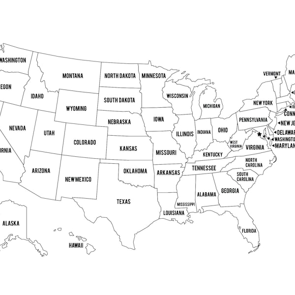 Bright Colors USA Map Clip Art United States of America Instant ...