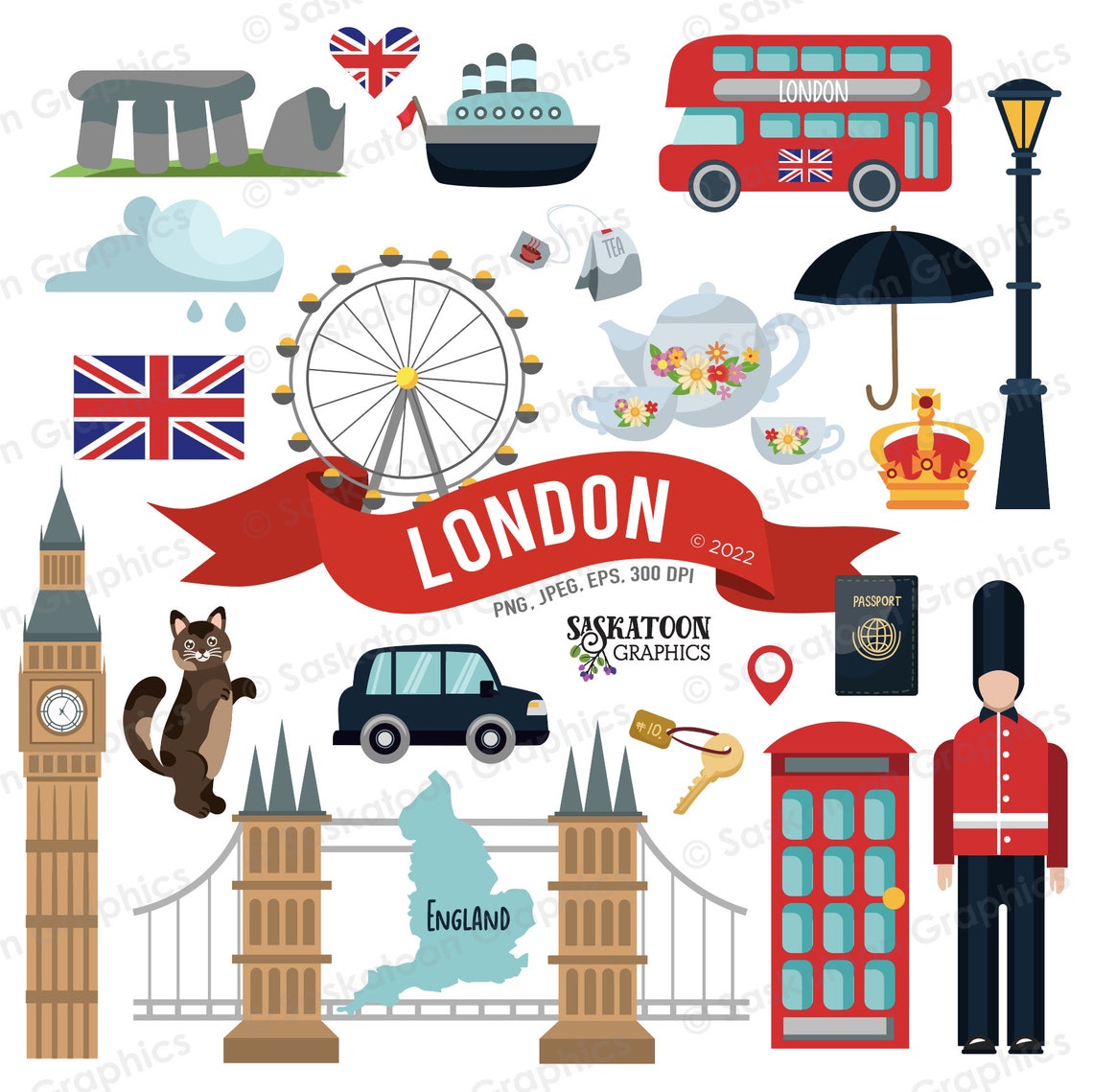 London Travel Clip Art - United Kingdom Flag - Europe Continent - World ...