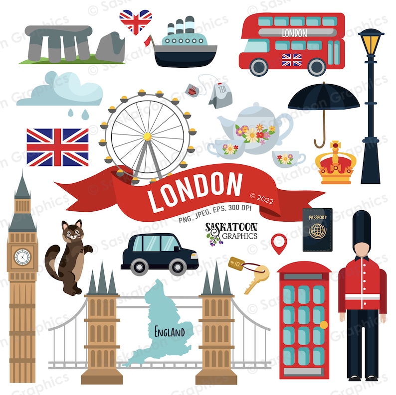 London Travel Clip Art - United Kingdom Flag - Europe Continent - World ...