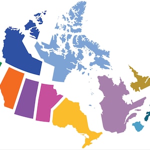 Canada Bright Colors Map Clip Art - North America - Instant Download ...
