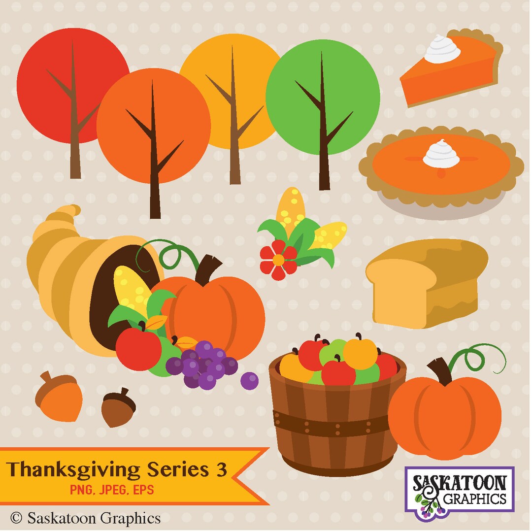 Cute Thanksgiving Clip Art - Instant Download File - Digital Graphics ...