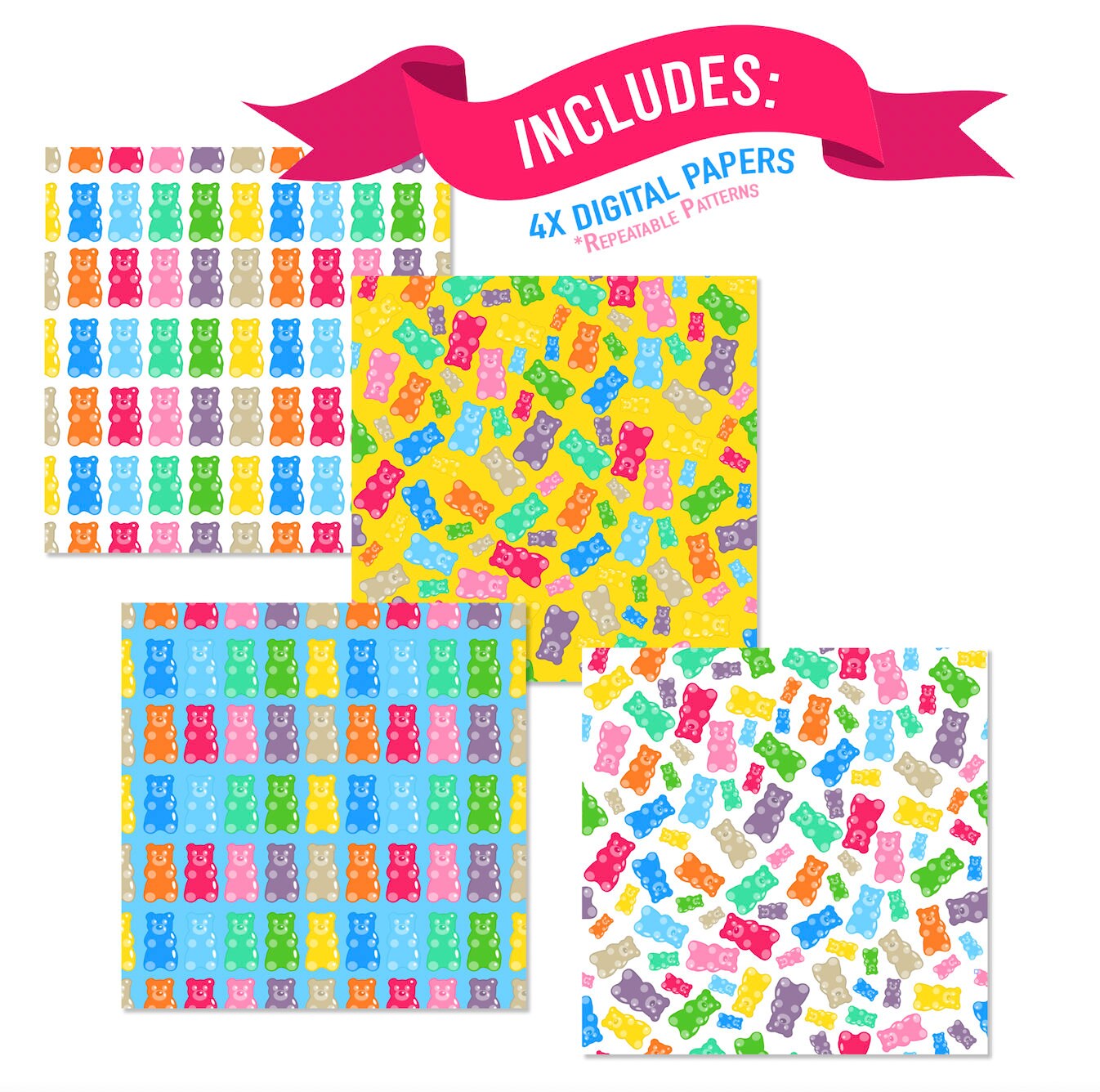 Gummy Bear Clip Art - Gummi Candies - Instant Download File - Digital ...