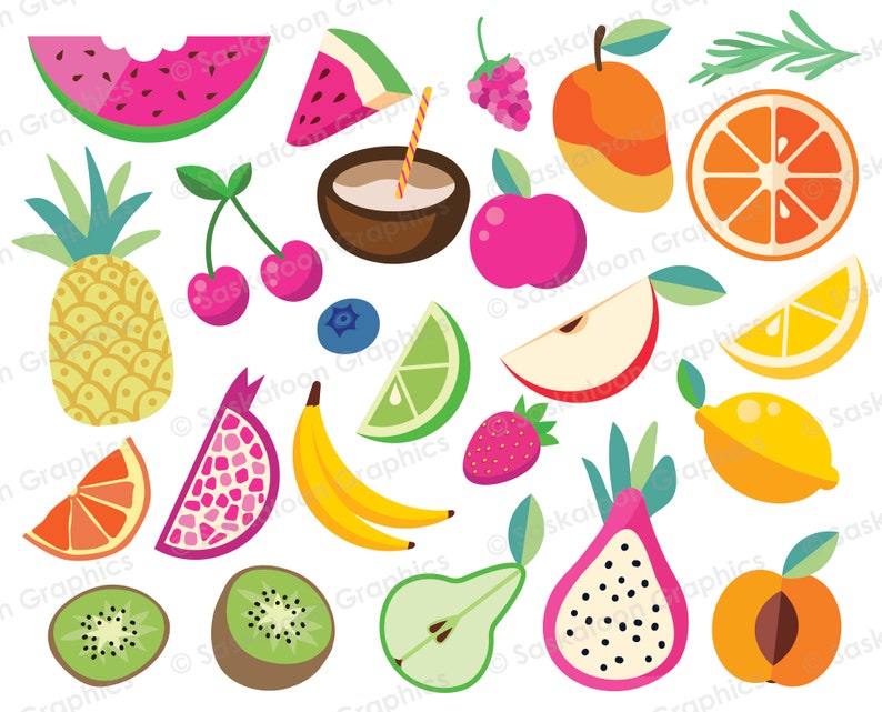 Tropical Fruit Clip Art Set - Instant Download File - Digital Graphics ...