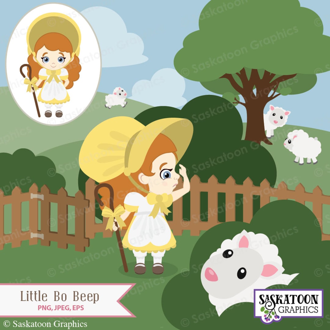 Little Bo Beep Lost Her Sheep Clip Art - Instant Download File ...