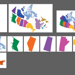 Canada Bright Colors Map Clip Art - North America - Instant Download ...