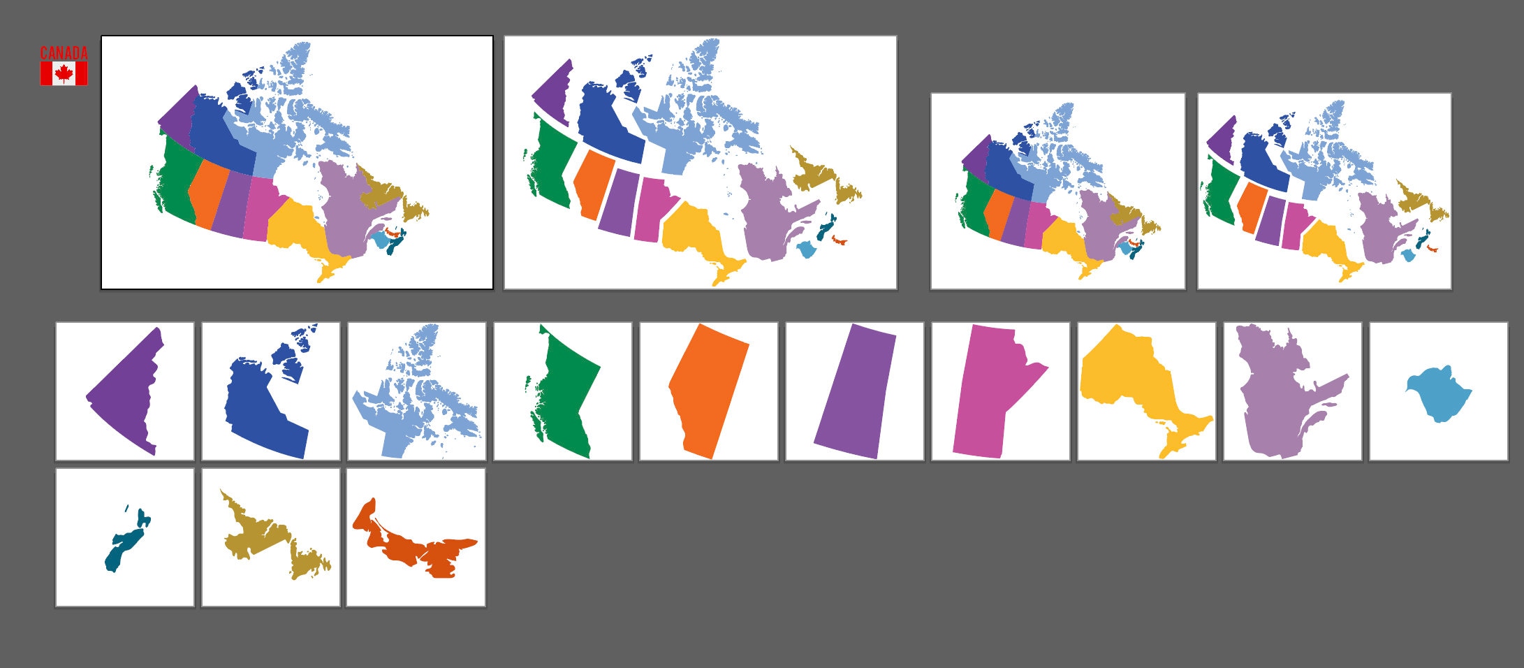 Canada Bright Colors Map Clip Art - North America - Instant Download ...