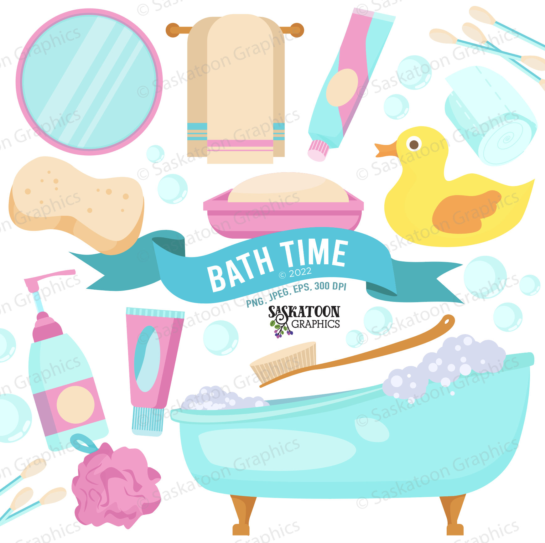 Bath Time - Splish Splash Clip Art Set - Instant Download File ...