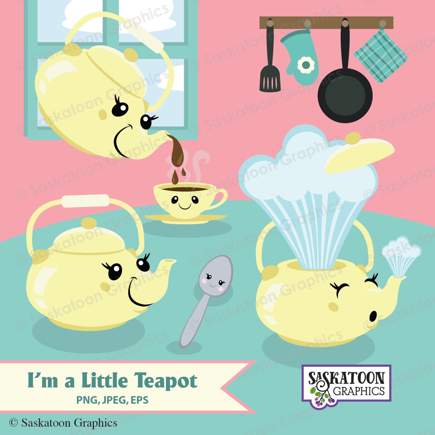 I'm a Little Teapot Clip Art - Instant Download File - Digital Graphics ...
